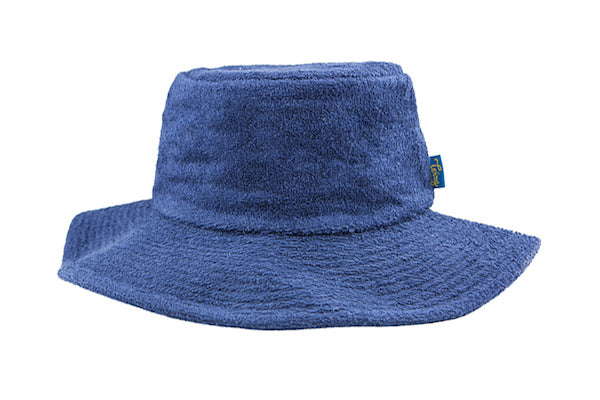 Terry Towelling Wide Brim Bucket Hat Navy Blue